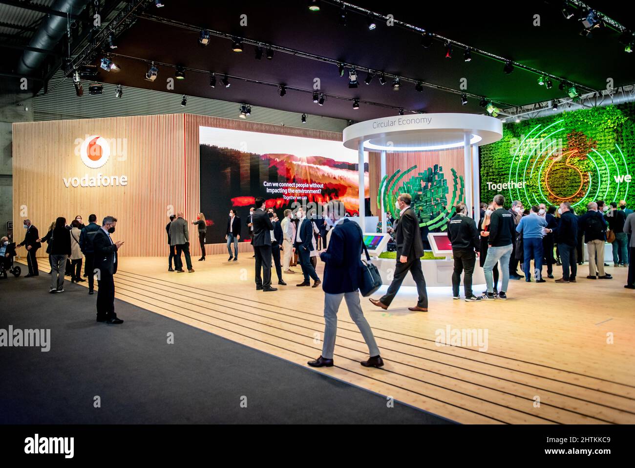 Vodafone brand at company's pavilion during the GSMA Mobile World ...