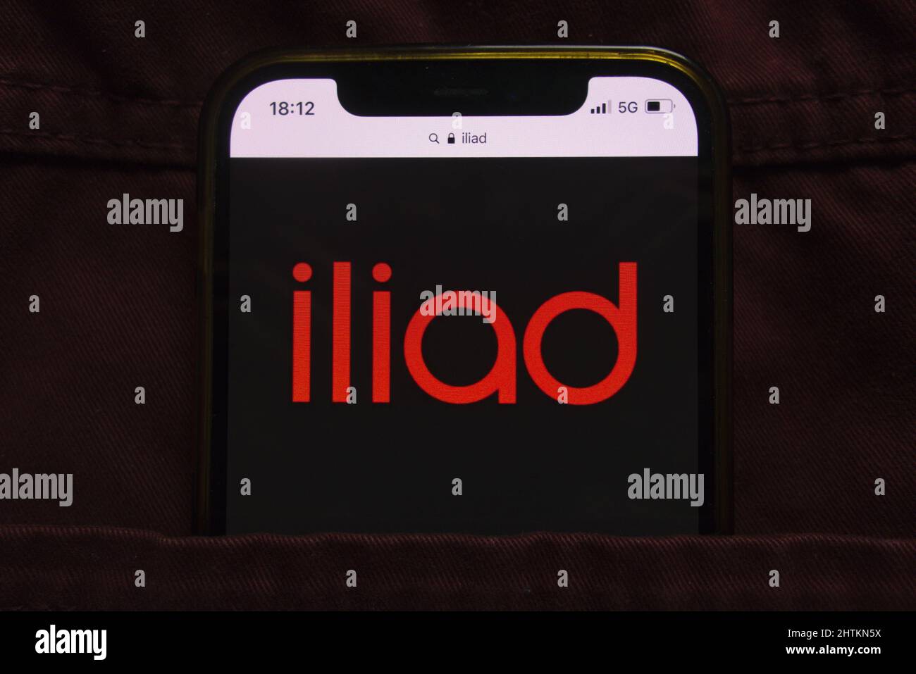 KONSKIE, POLAND - February 27, 2022: Iliad SA logo displayed on mobile ...