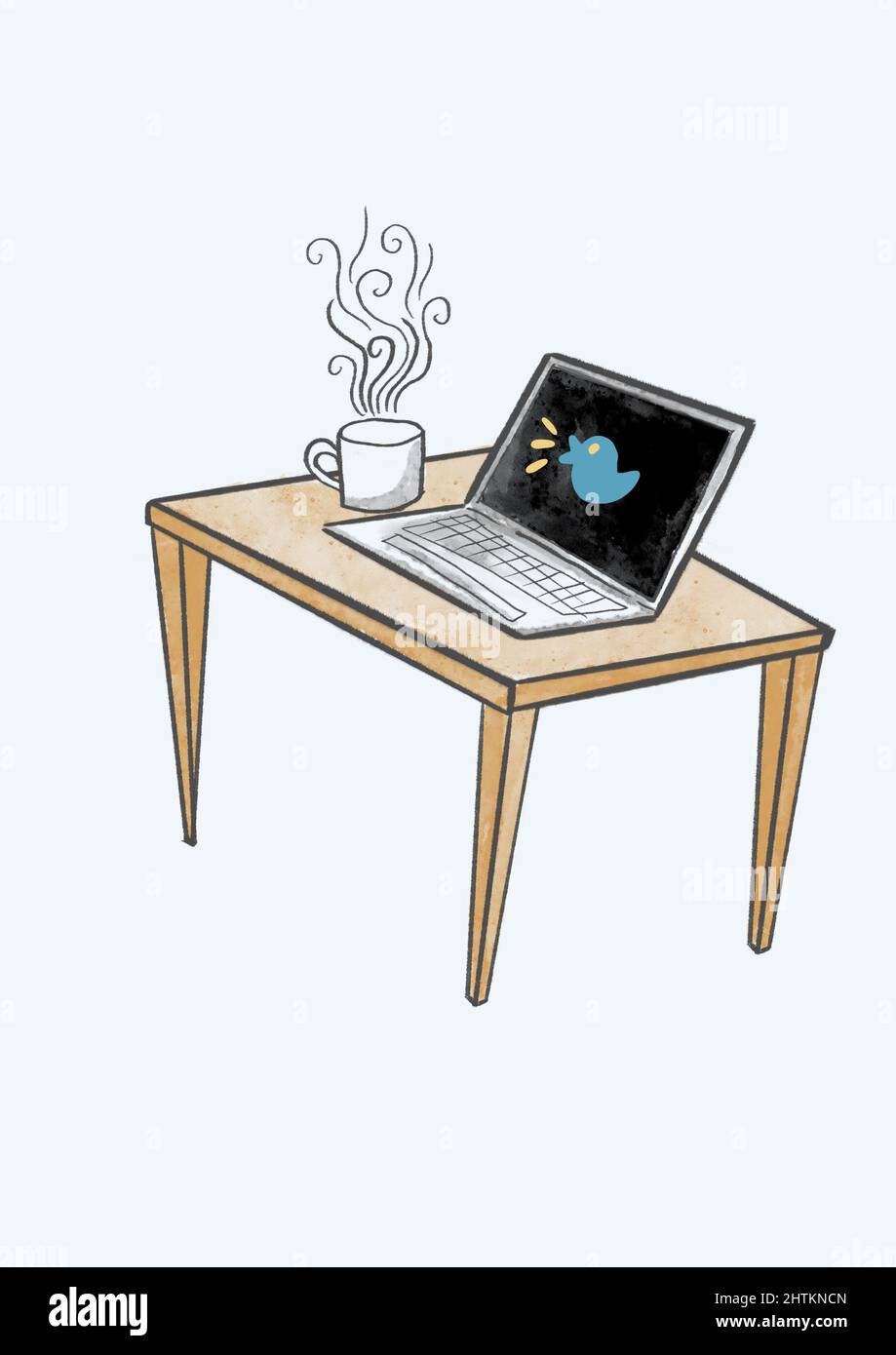 laptop with blue bird on it Stock Photo - Alamy