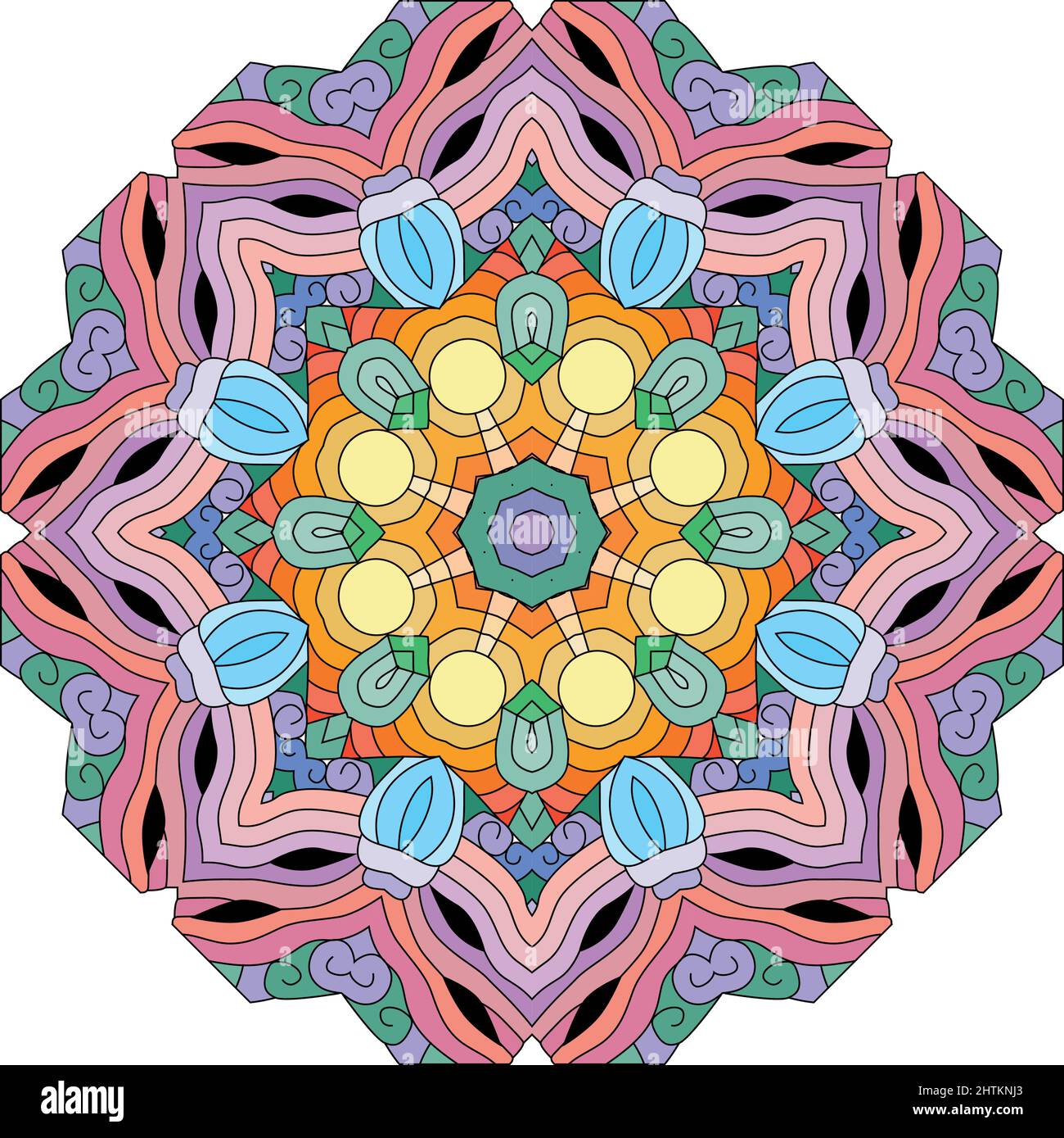 Decorative round ornament. Unusual flower shape. Oriental vector, Anti ...