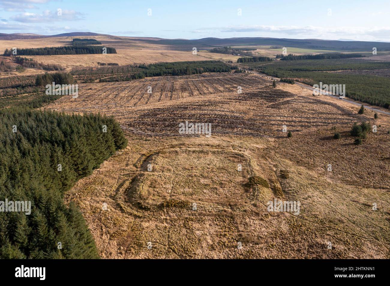 Aerial drone view of the Castle Greg, Roman Fortlet, situated on ...