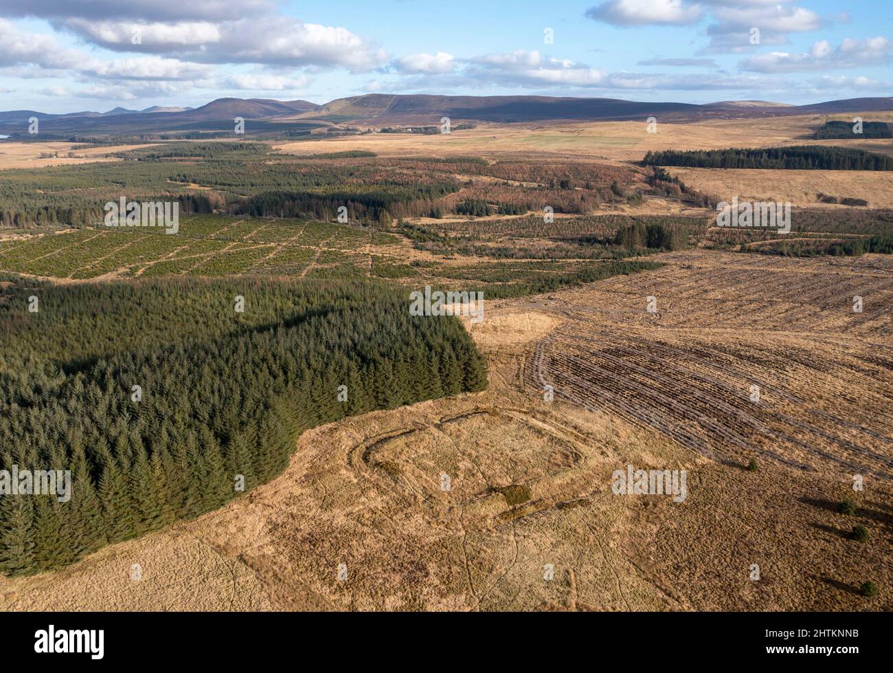 Aerial drone view of the Castle Greg, Roman Fortlet, situated on ...