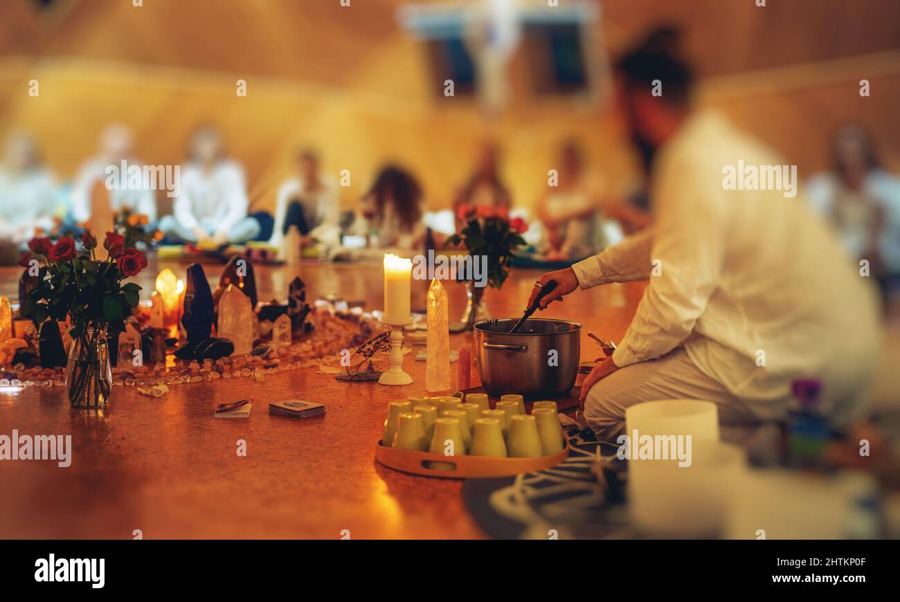 Cacao ceremony heart opening ritual hi-res stock photography and images ...