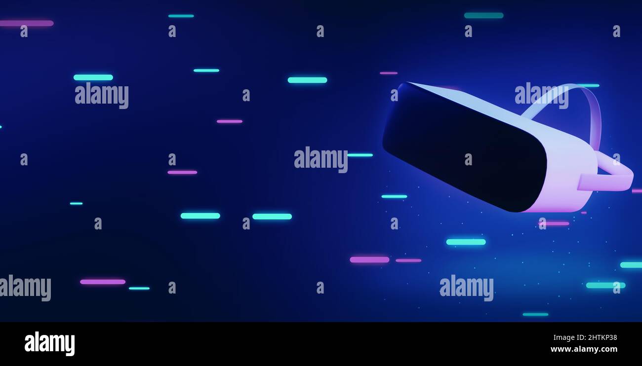 Modern VR headset 3D Rendered on a Colorful Gradient Background with ...