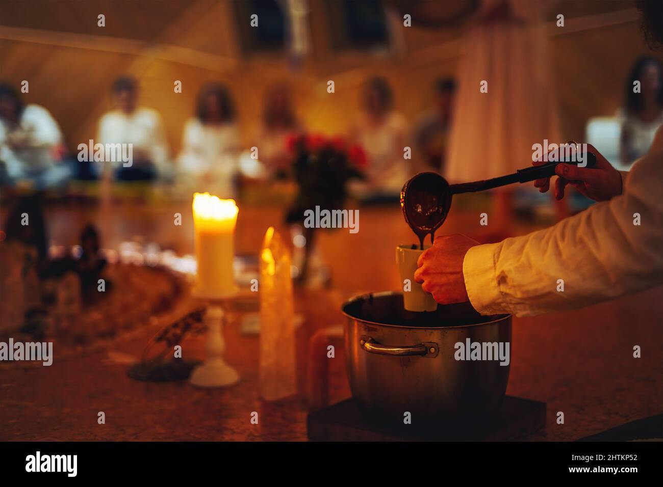 Cacao ceremony, heart opening medicine Stock Photo - Alamy