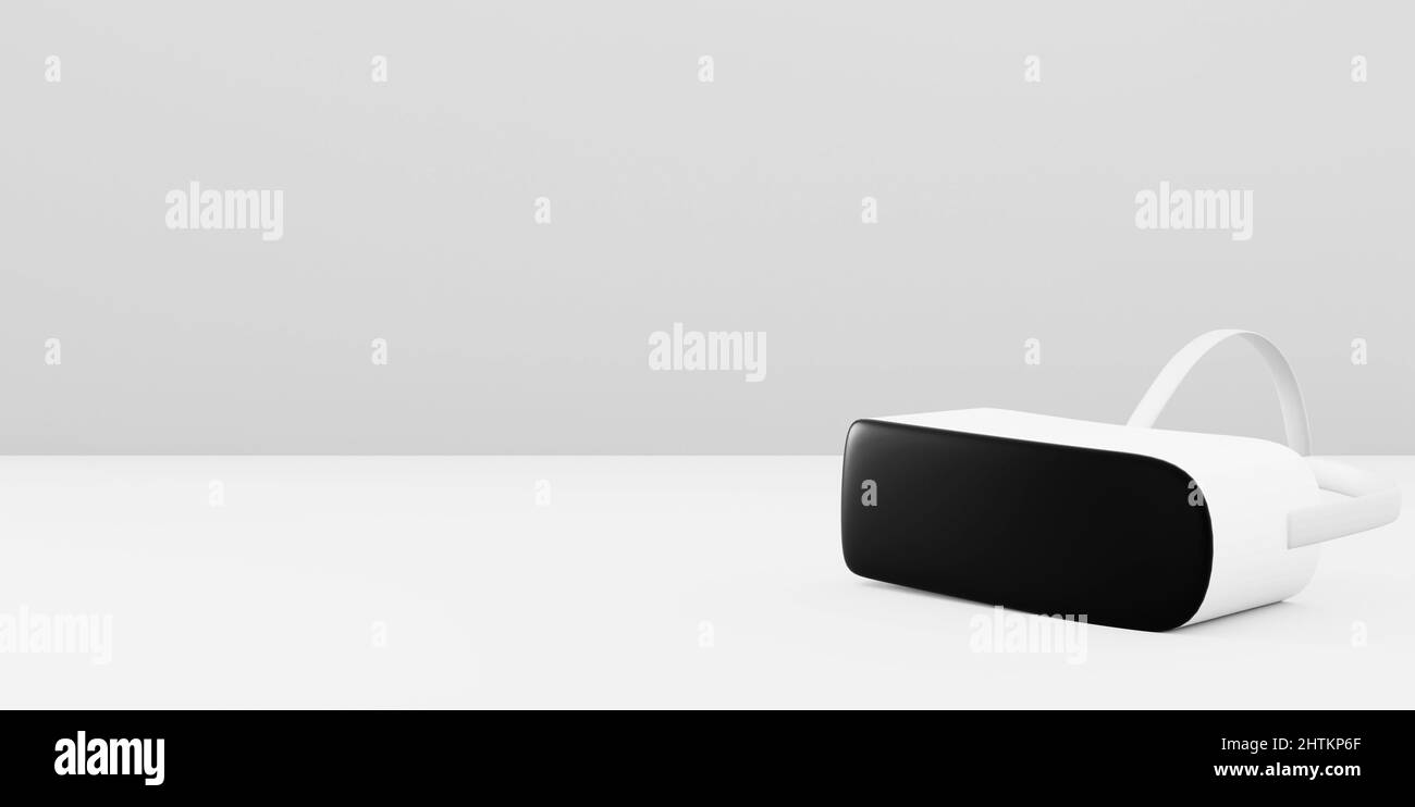 VR Headset 3d Rendered in empty room space with free space backdrop ...