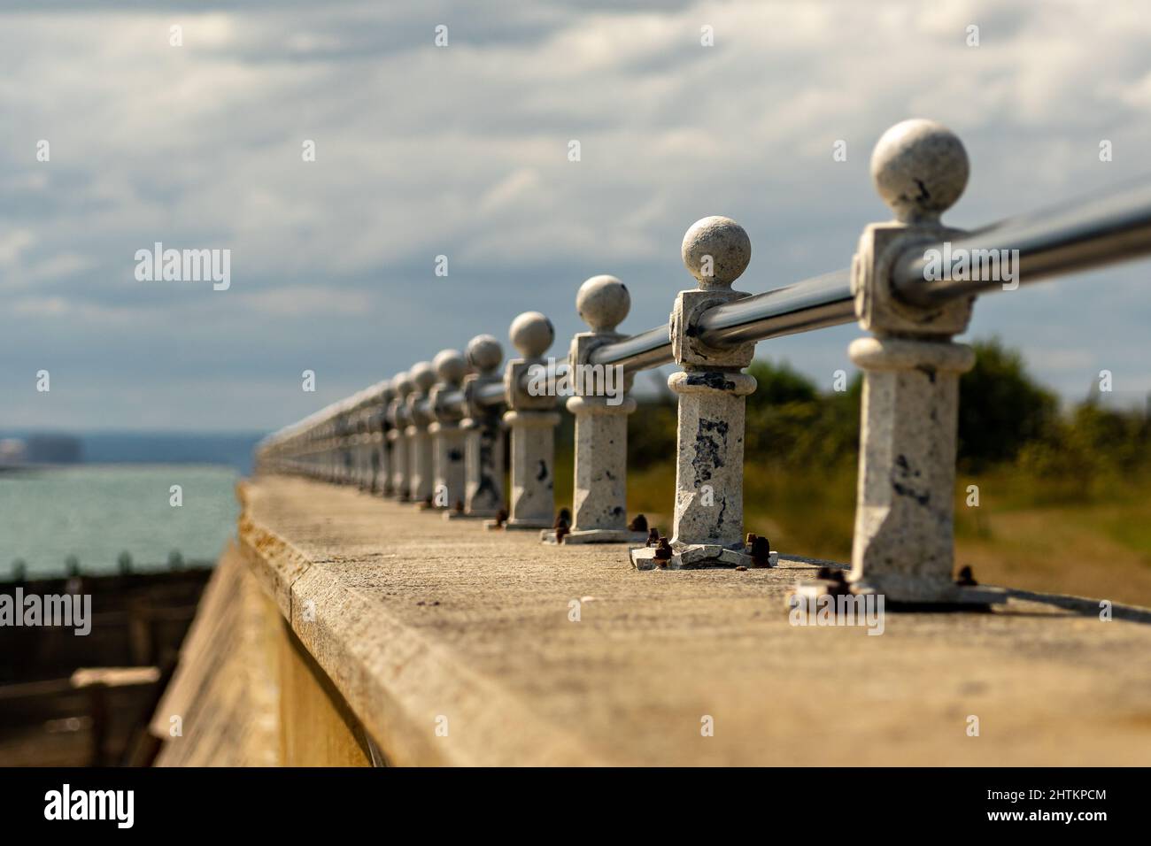 Closeup of British coast seaside railing Stock Photo - Alamy