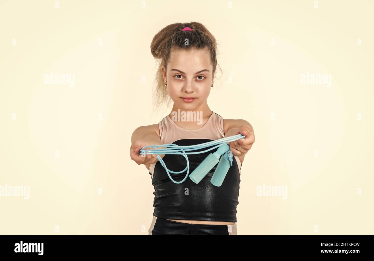 teen girl training with junping rope, health Stock Photo - Alamy