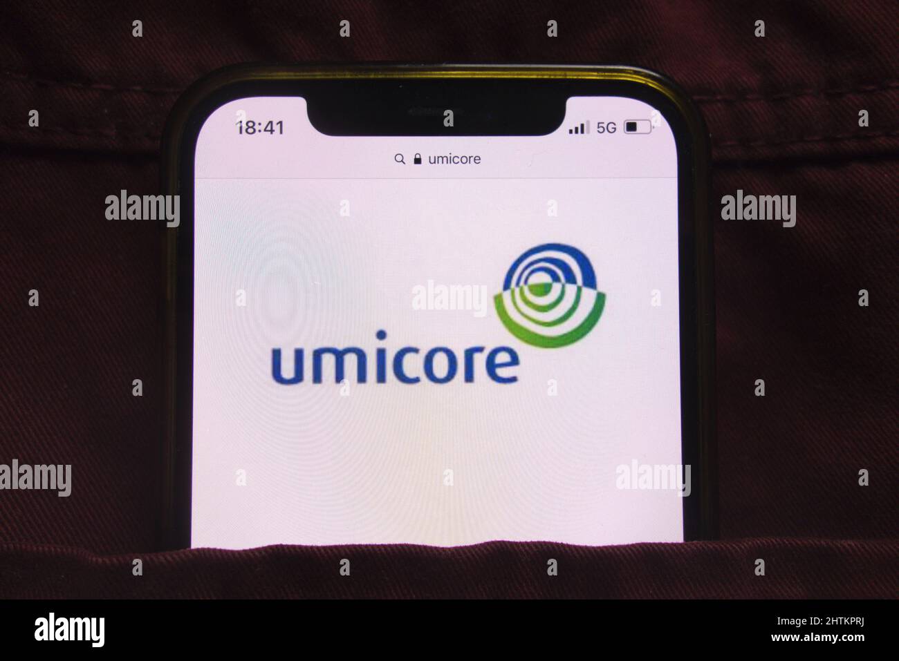 KONSKIE, POLAND - February 27, 2022: Umicore NV logo displayed on ...