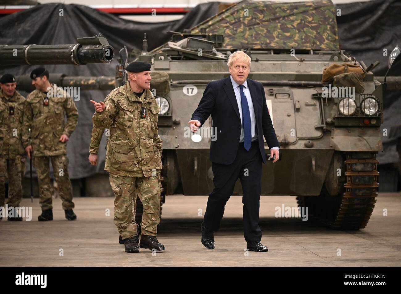 Prime Minister Boris Johnson is shown around the Royal Tank Regiment ...