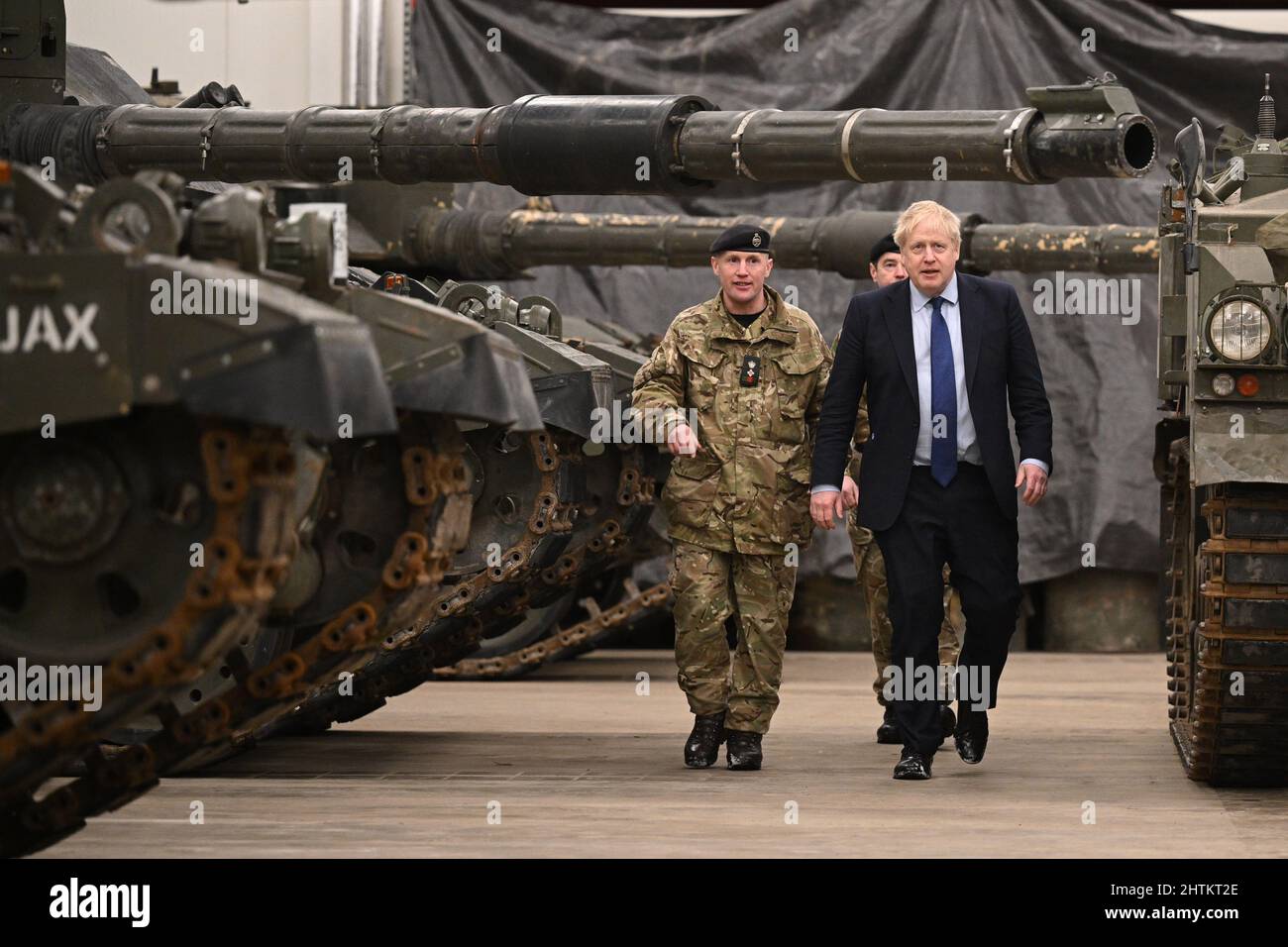 Prime Minister Boris Johnson is shown around the Royal Tank Regiment ...