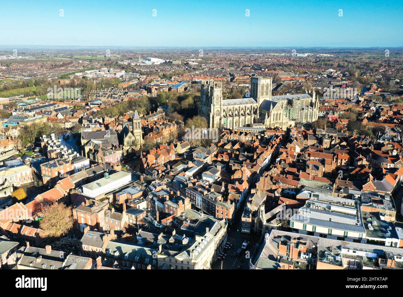 Aerial drone view of York city centre and York Minster Stock Photo - Alamy