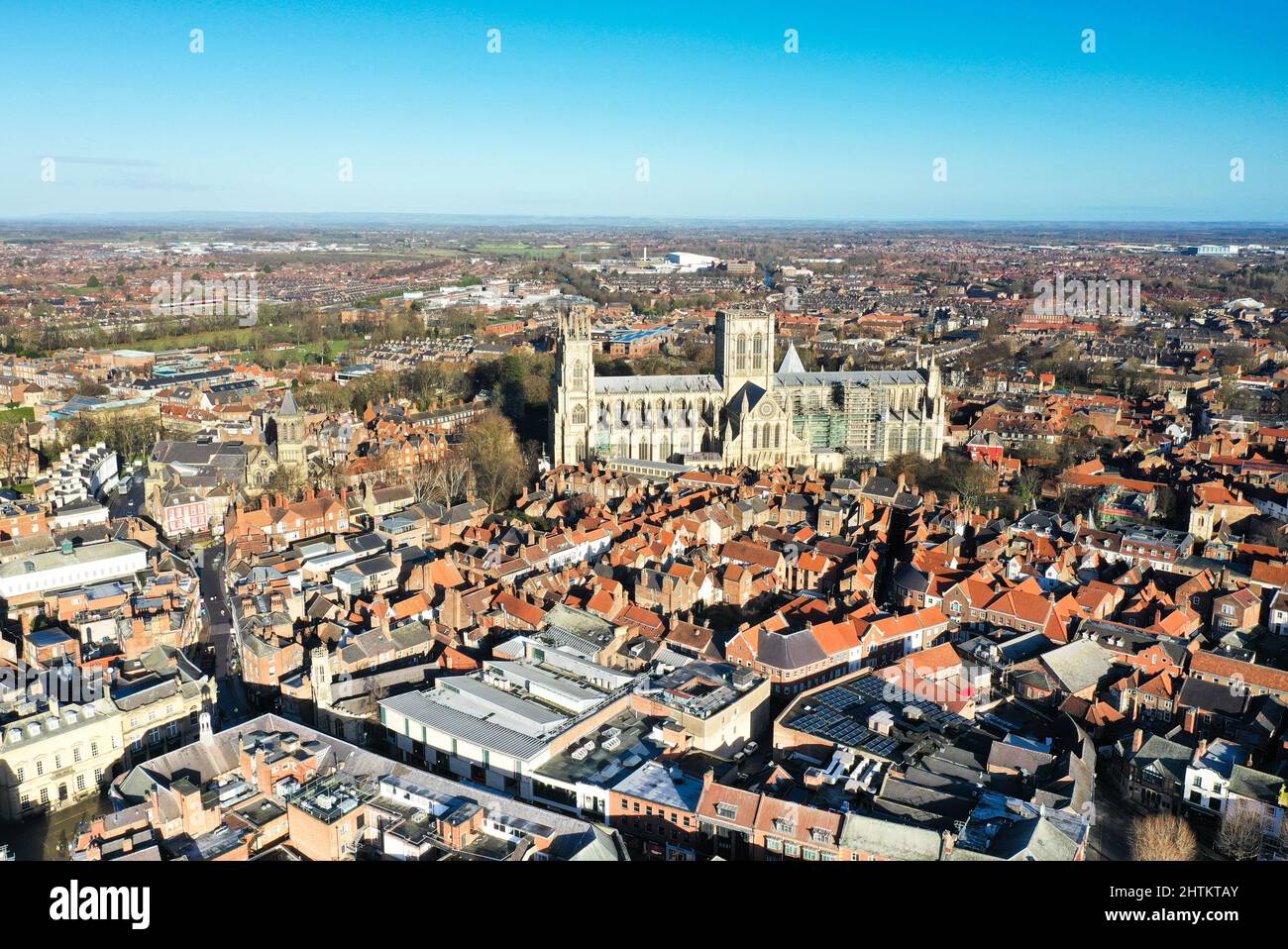 Aerial drone view of York city centre and York Minster Stock Photo - Alamy