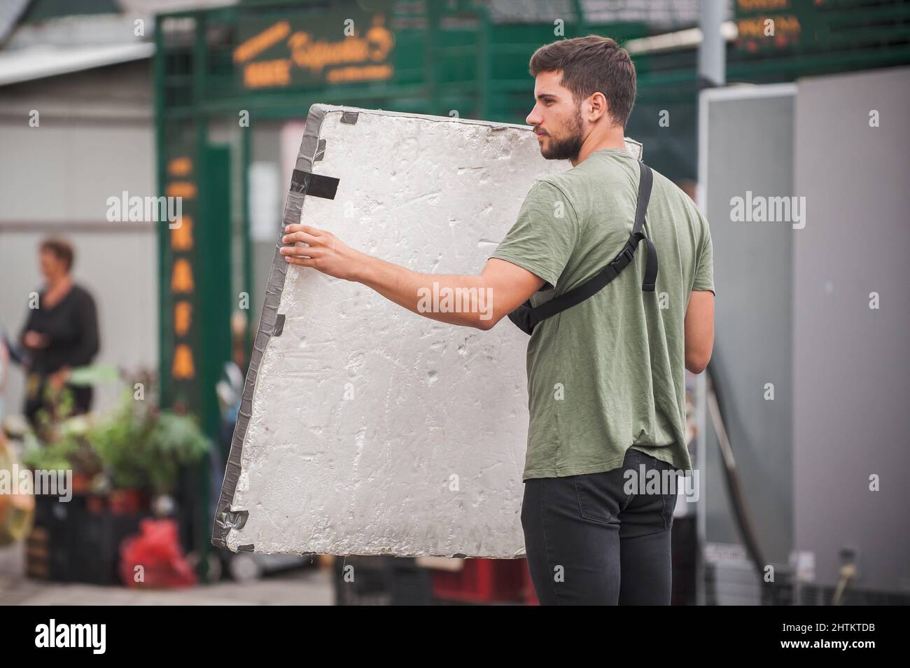 Behind the scene. Filmmaking lighting technician electric engineer ...