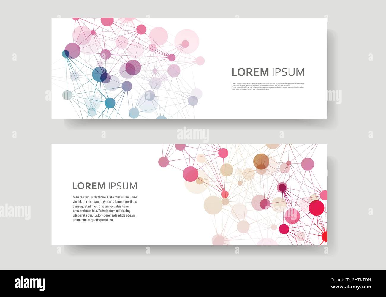 Abstract banner with molecular connection and technology network cells ...