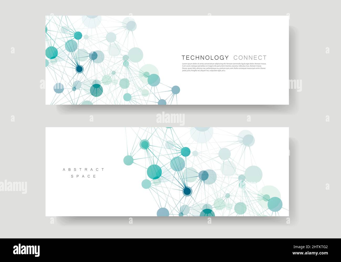 Abstract banner with molecular connection and technology network cells ...