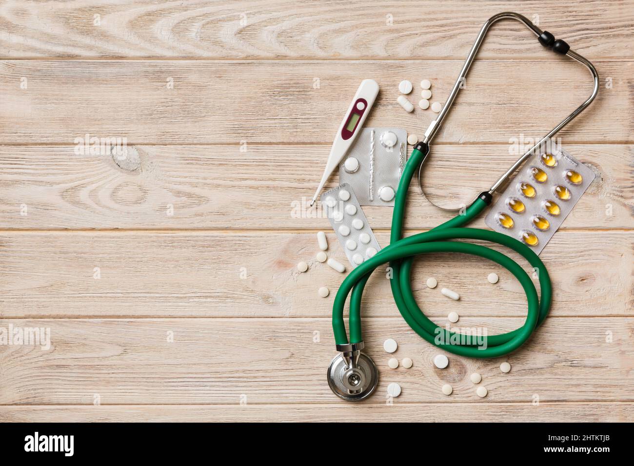 Medical background. Many different various medicine tablets or pills on ...