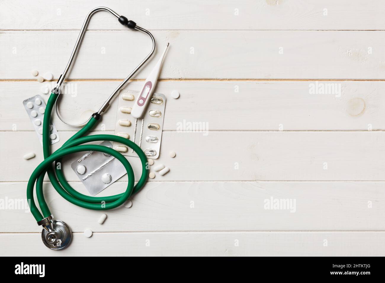 Medical background. Many different various medicine tablets or pills on ...