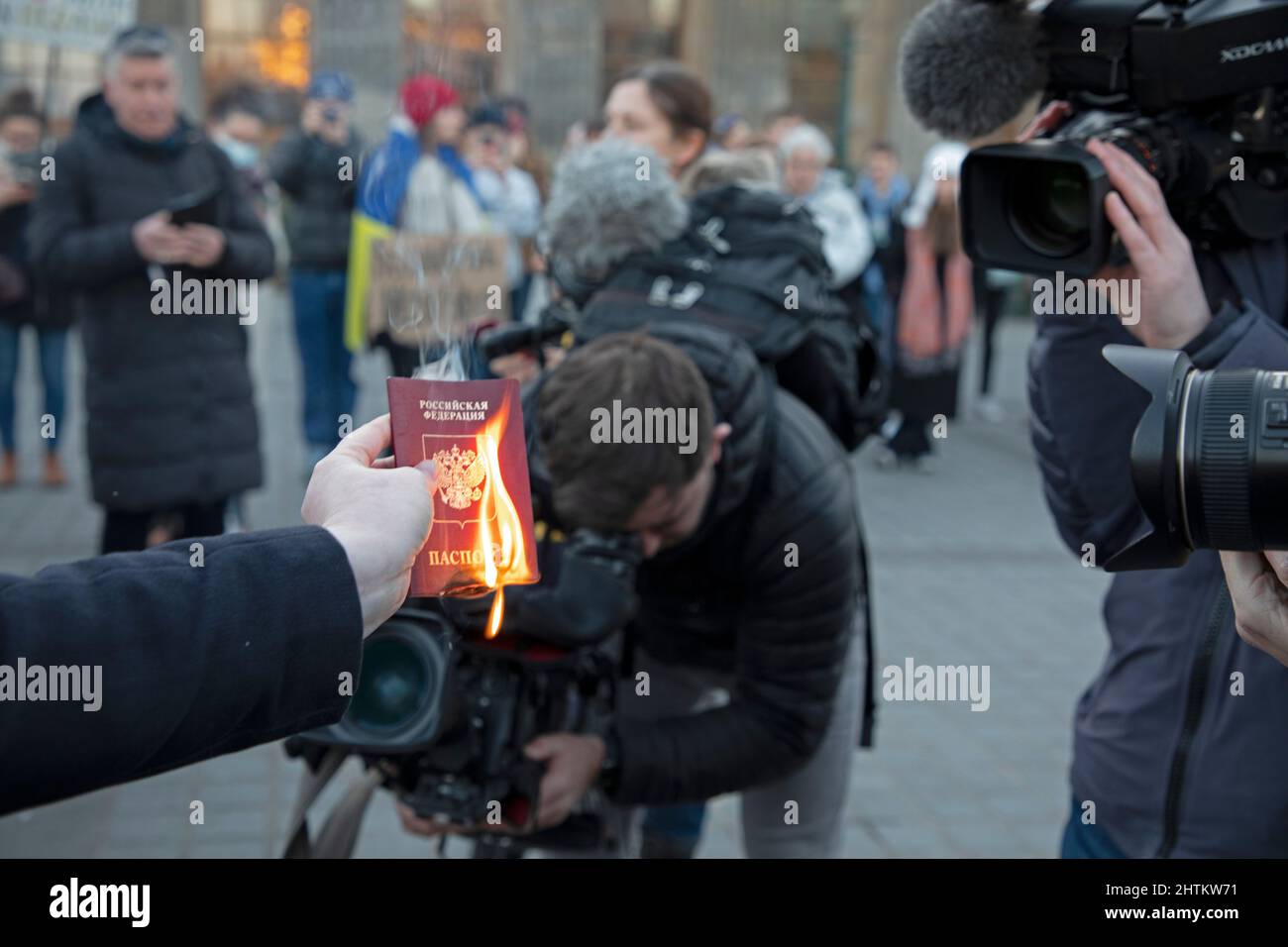 Russian burning passport hi-res stock photography and images - Alamy