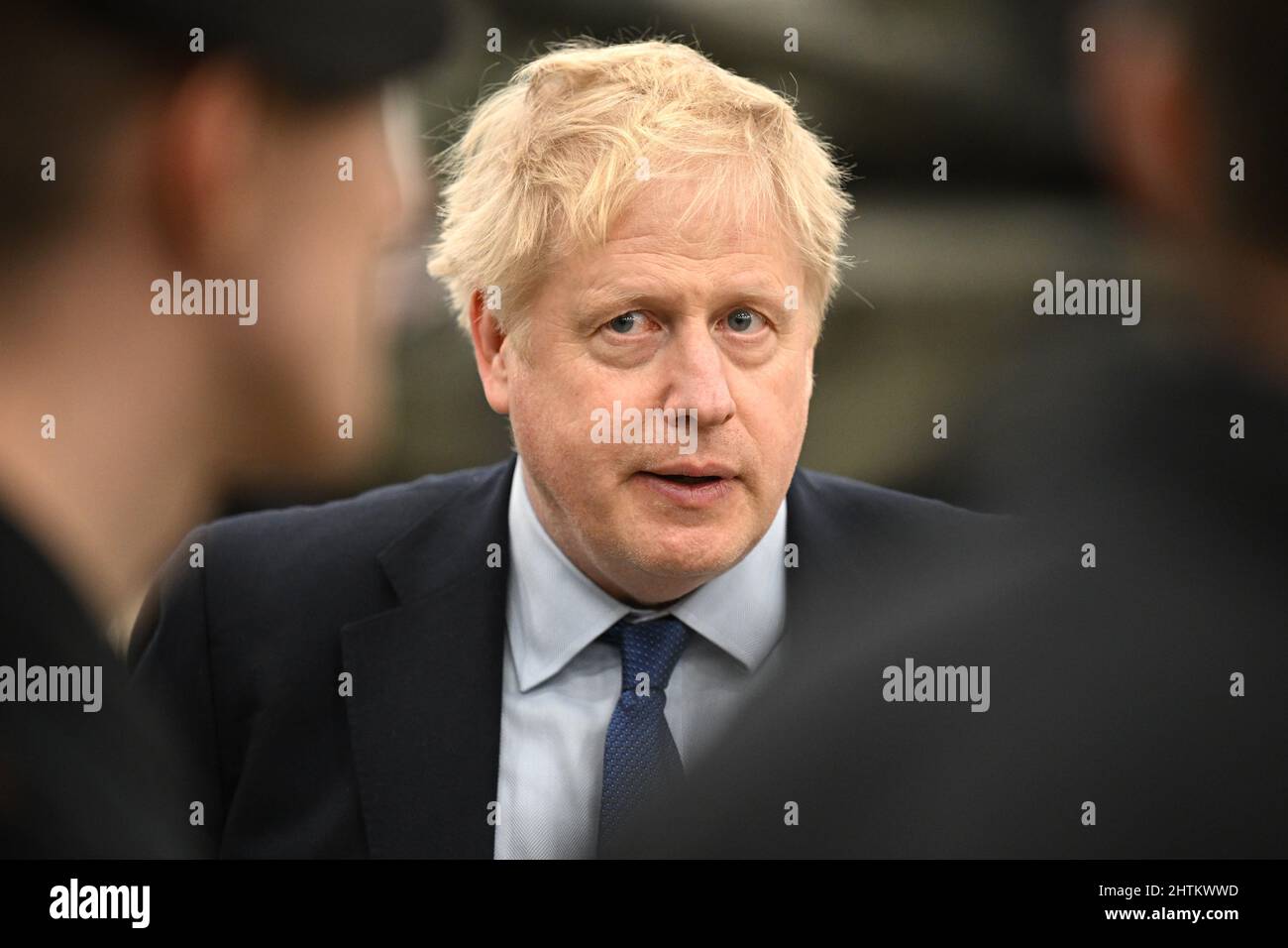 Prime Minister Boris Johnson is shown around the Royal Tank Regiment ...