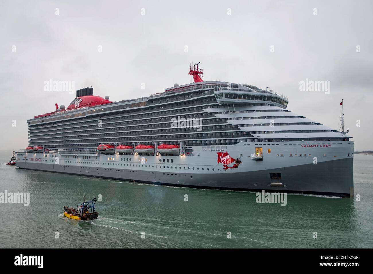 Virgin Voyages cruise ship MV Valiant Lady making her first arrival at ...
