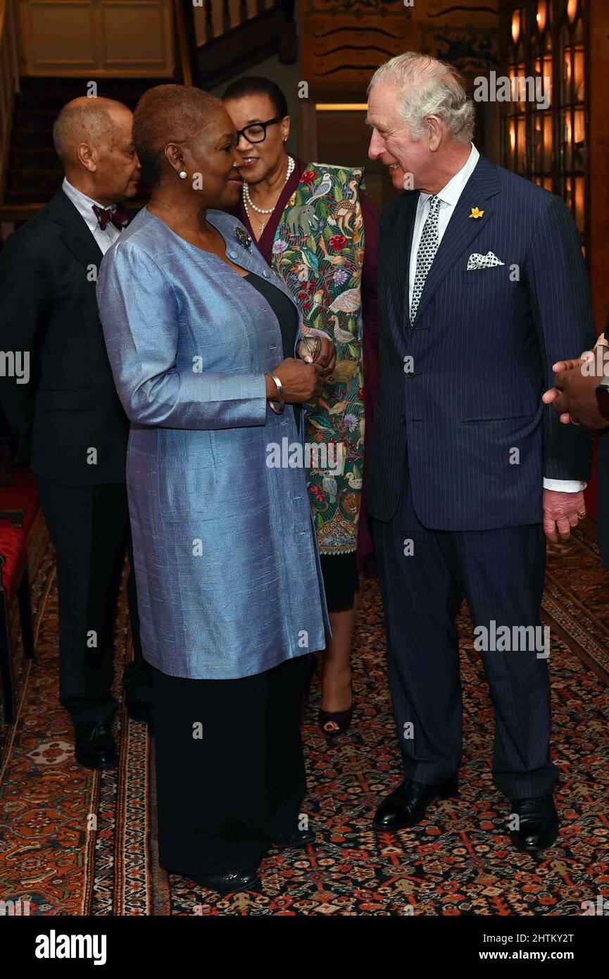 The Prince of Wales speaks with Baroness Valerie Amos as he hosts a ...