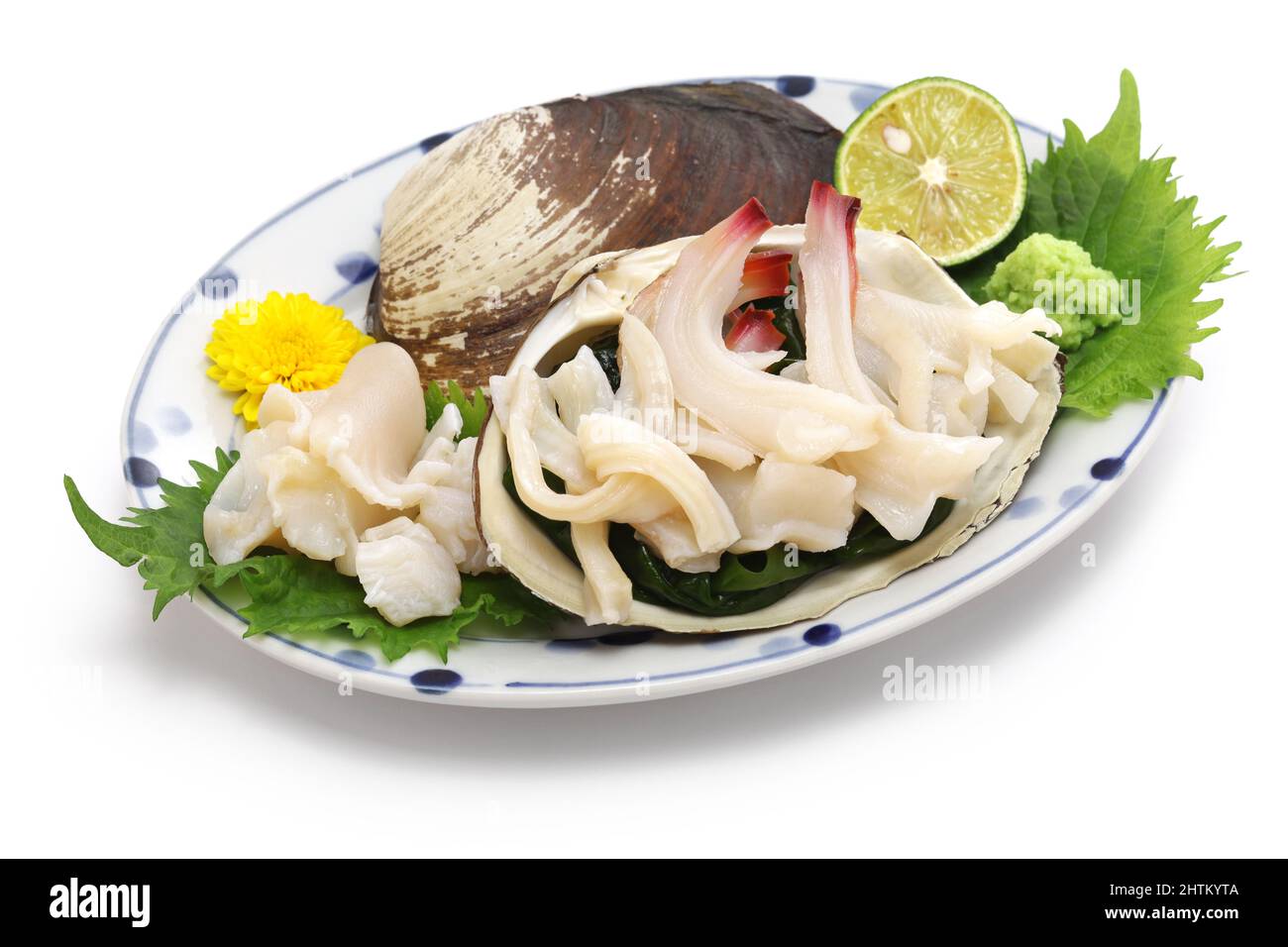 Mirugai(Japanese horse clam) sashimi, Japanese cuisine isolated on ...
