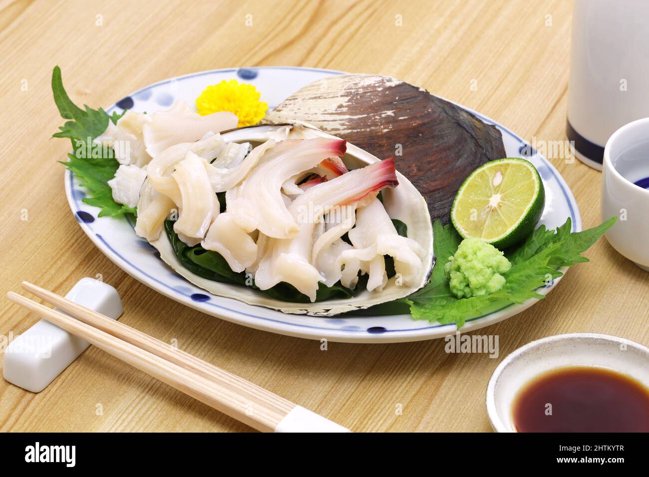 Mirugai(Japanese horse clam) sashimi, Japanese cuisine isolated on ...