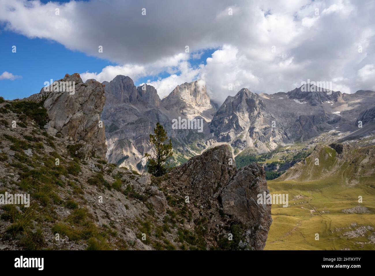 The mountain landscape of the Dolomites with a view of the Marmolada ...