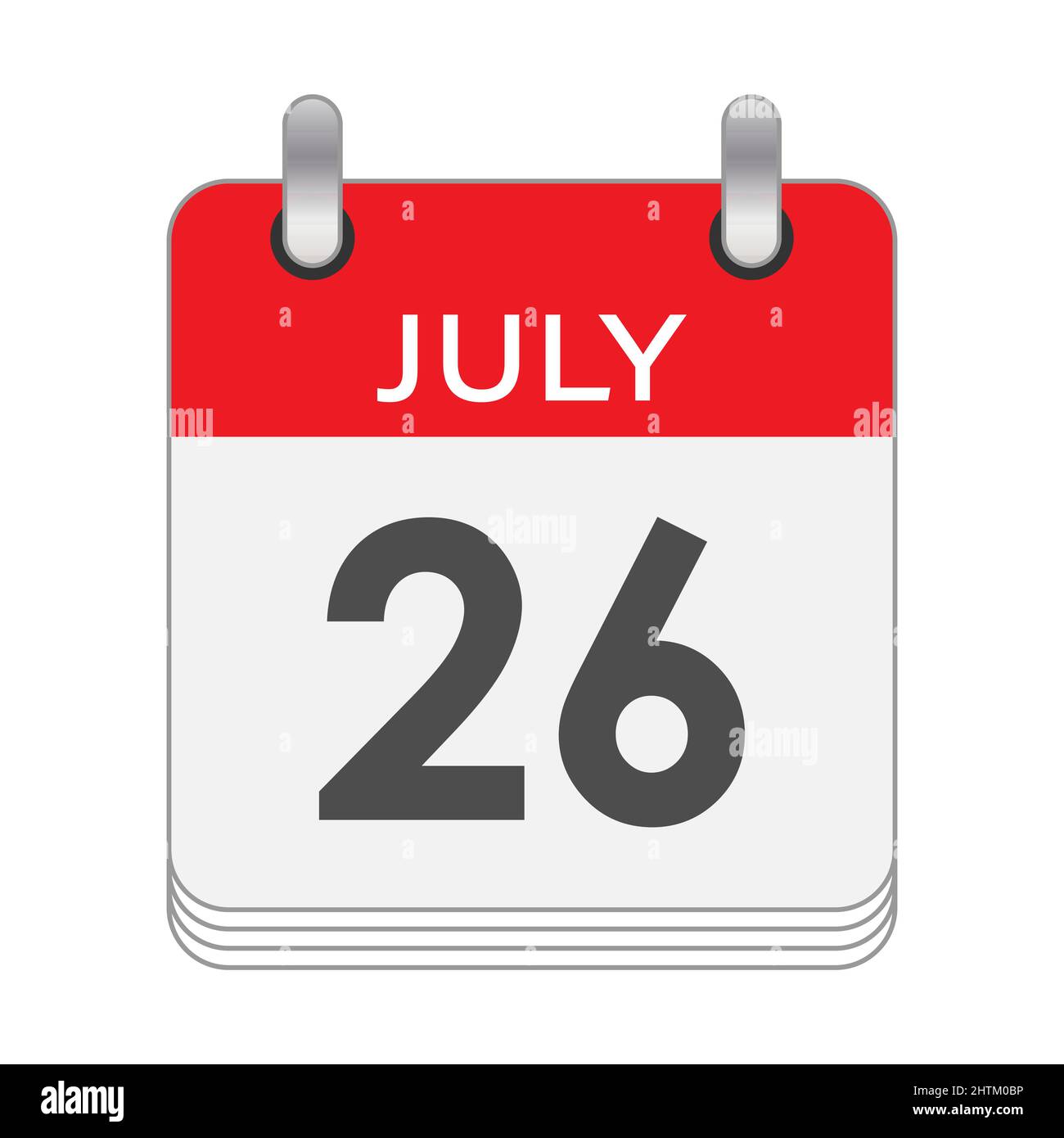 JULY 26. A leaf of the flip calendar with the date of JULY 26. Flat ...