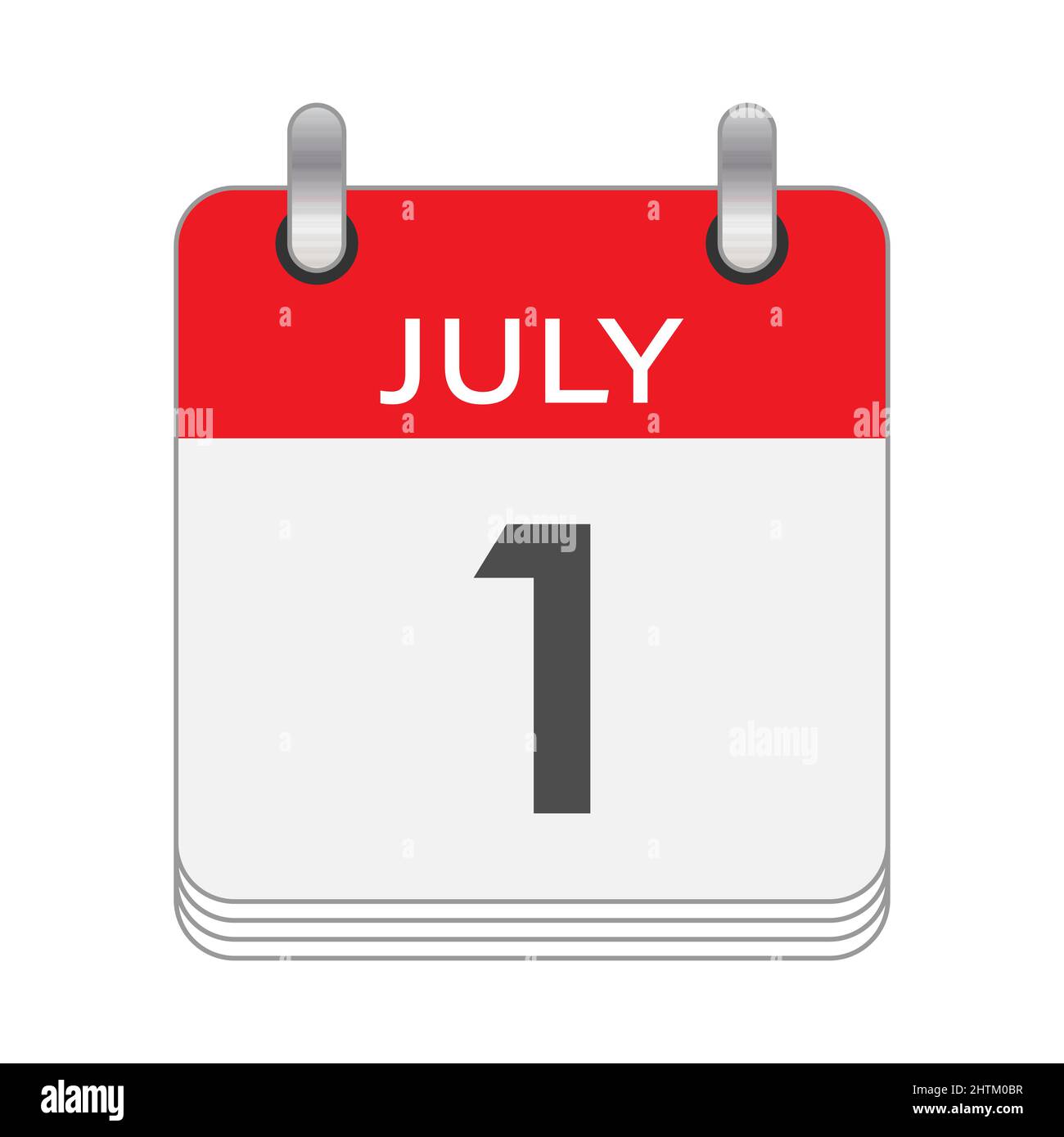 JULY 1. A leaf of the flip calendar with the date of JULY 1. Flat style ...