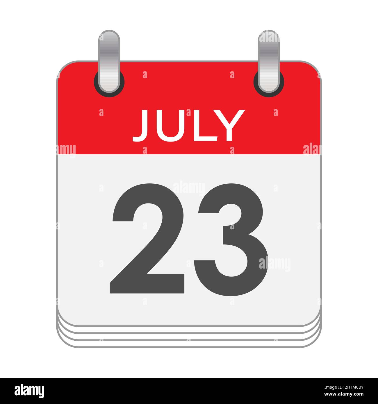 JULY 23. A leaf of the flip calendar with the date of JULY 23. Flat ...