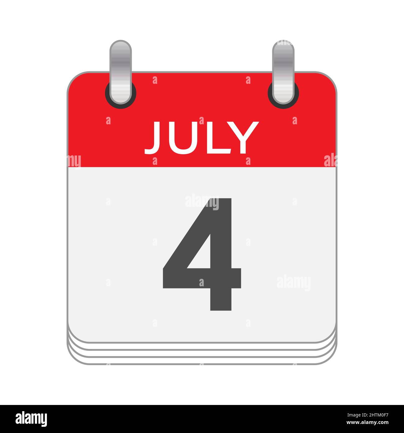 JULY 4. A leaf of the flip calendar with the date of JULY 4. Flat style ...