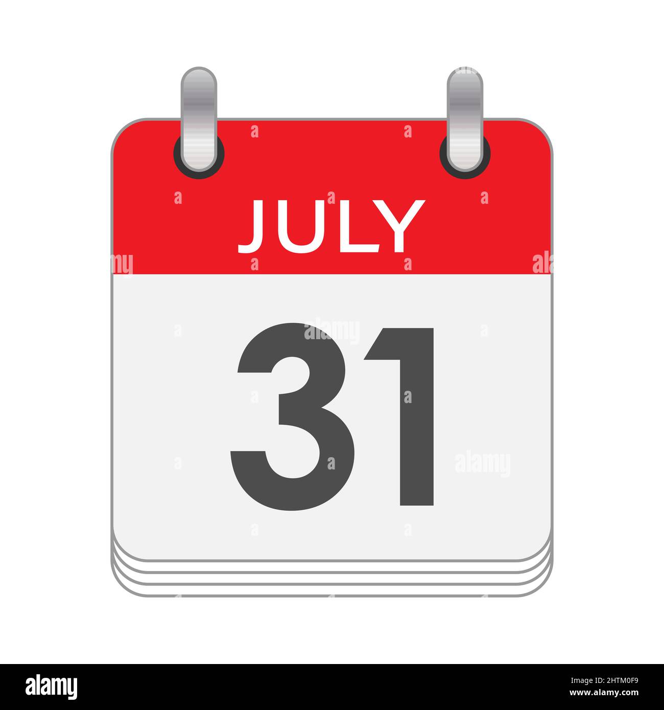 JULY 31. A leaf of the flip calendar with the date of JULY 31. Flat ...
