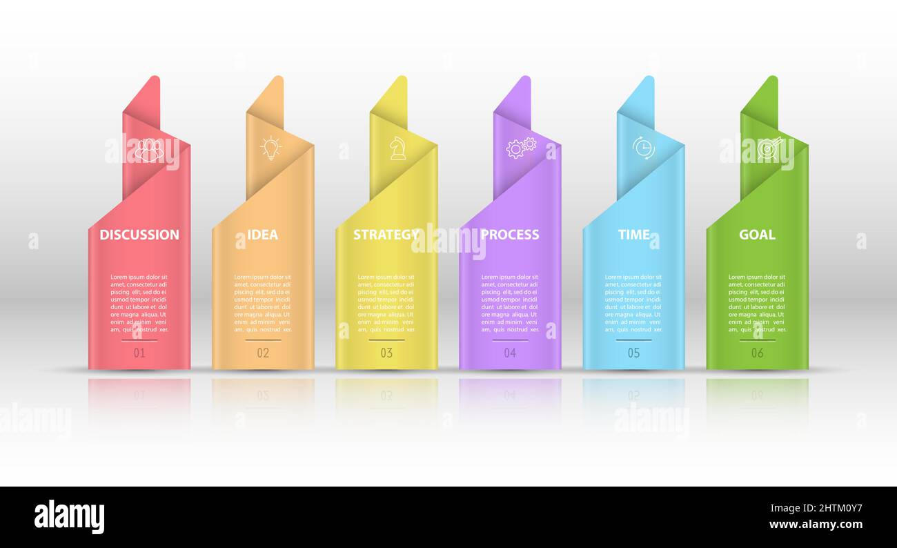 Business infographics. 6 stages of achieving the goal. Stages of the ...