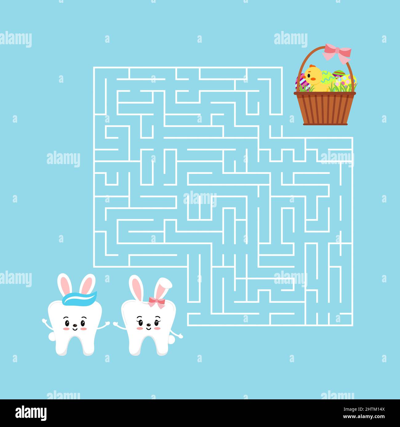 Easter tooth kids logic maze game activity puzzle illustration Stock ...