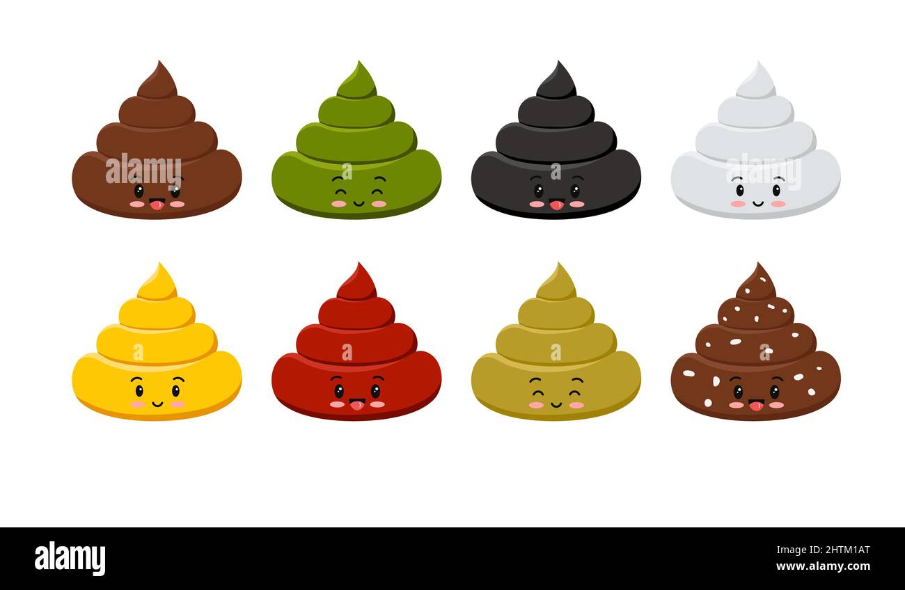 Color poop cute excrement character cartoon emoticon set isolated on white Stock Vector Image ...