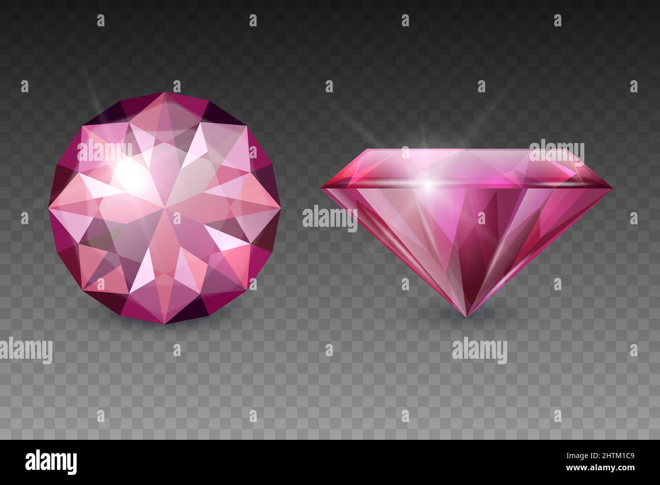 Vector 3d Realistic Pink Transparent Gemstone, Diamond, Crystal ...