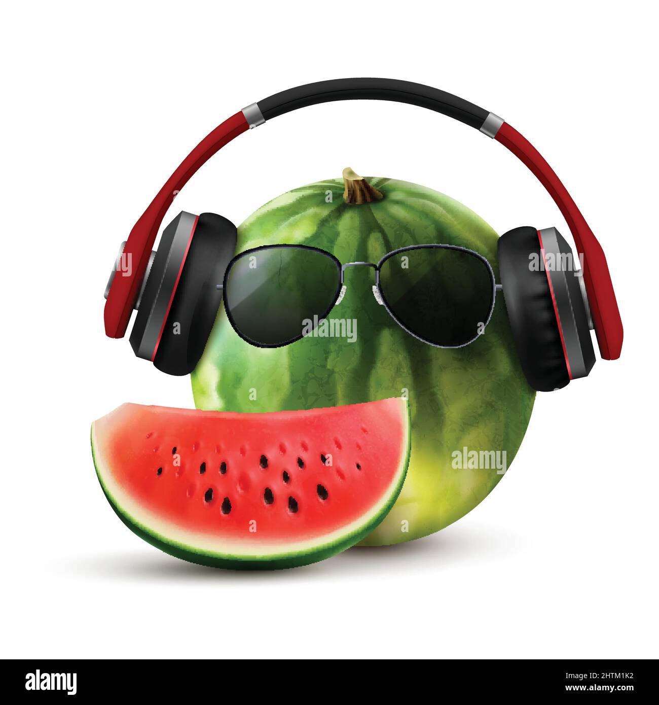 Sunglasses realistic summer composition with watermelon in wireless ...