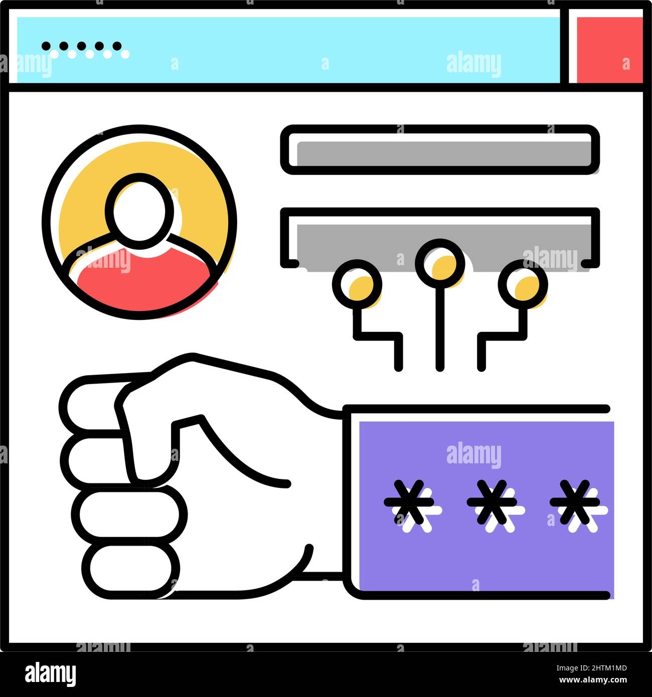 brute-force and dictionary 8 network attacks color icon vector ...