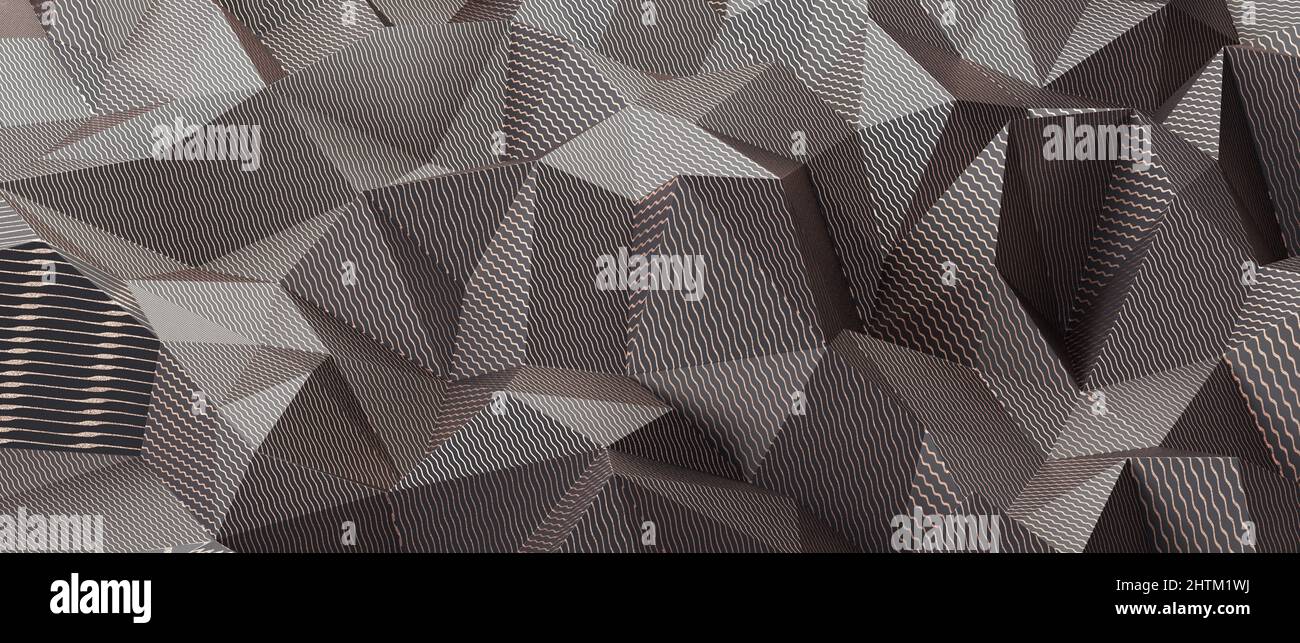 Low polygon shapes on black background 3D rendering Stock Photo - Alamy