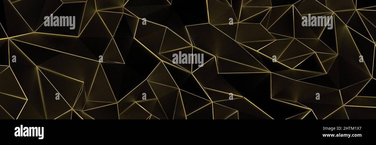 Low polygon shapes on black background 3D rendering Stock Photo - Alamy