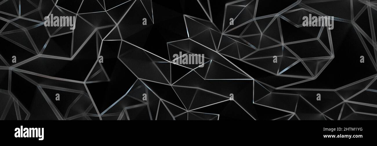 White lined low polygon shapes on black background Stock Photo - Alamy