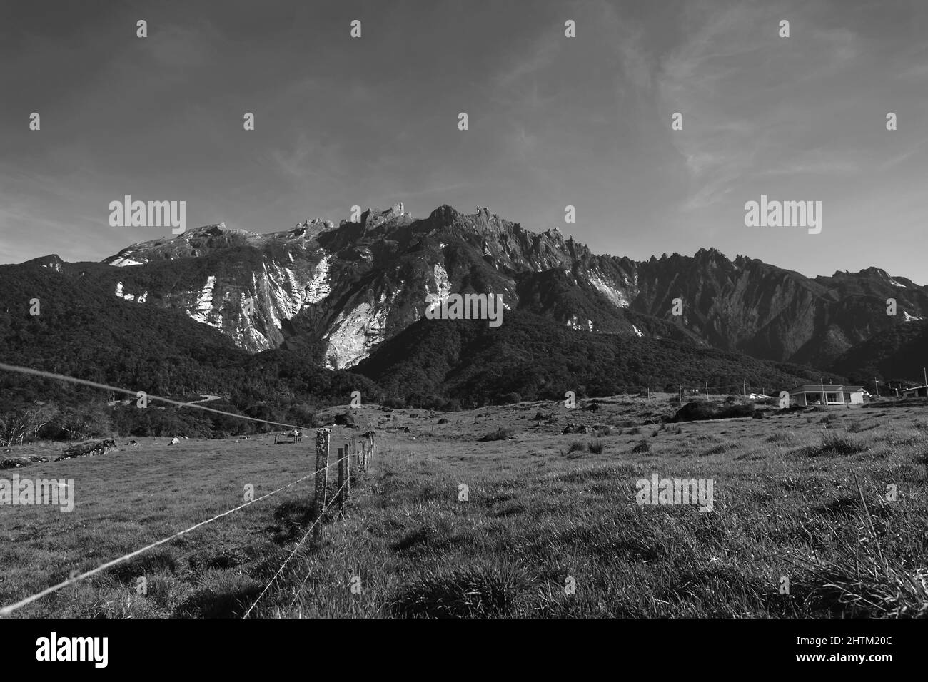 Beautiful greyscale view of the Mount Kinabalu Stock Photo - Alamy