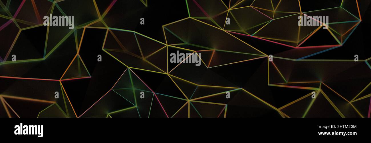 Low polygon shapes on black background 3D rendering Stock Photo - Alamy