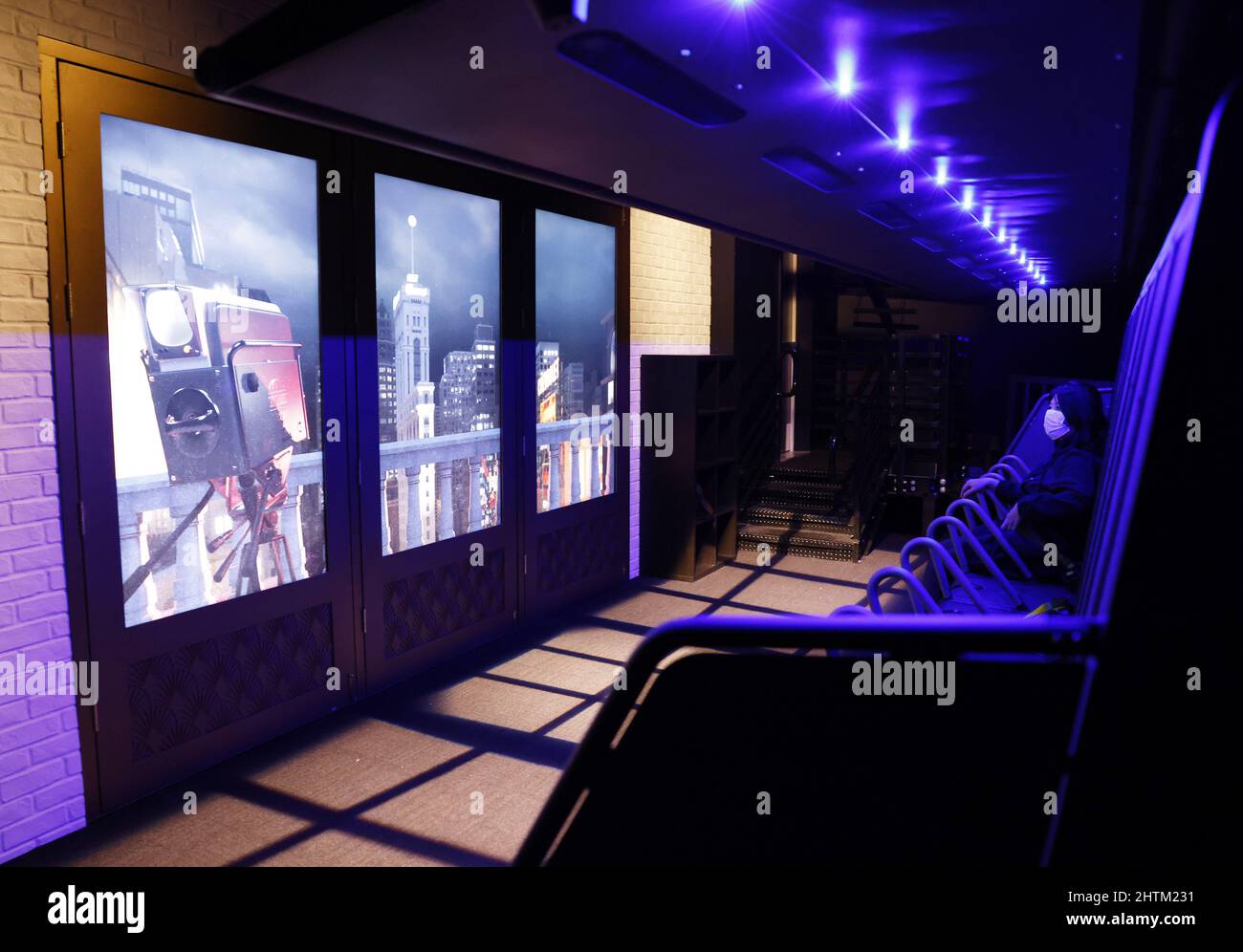 A flying theater ride that pitches, dips and rises while showing views ...