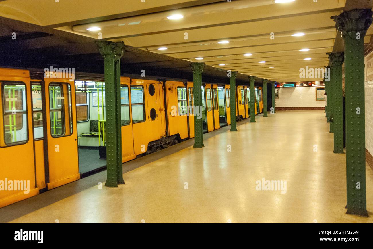 First station on line 1 of the Budapest metro underground railway, Budapest, Hungary, Europe ...