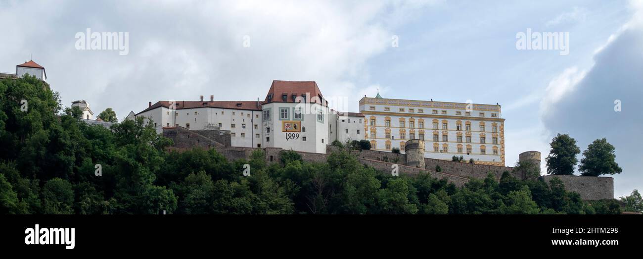 PASSAU, GERMANY - JULY 12, 2019: Panorama iew of the Veste Oberhaus ...