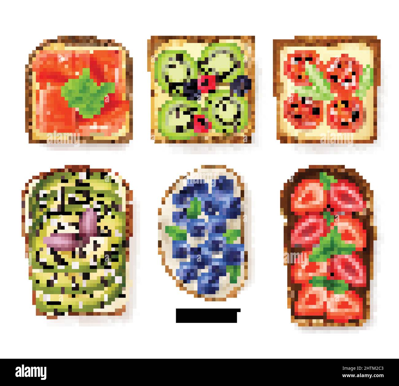 Toast bread toppings set with berries realistic isolated vector ...