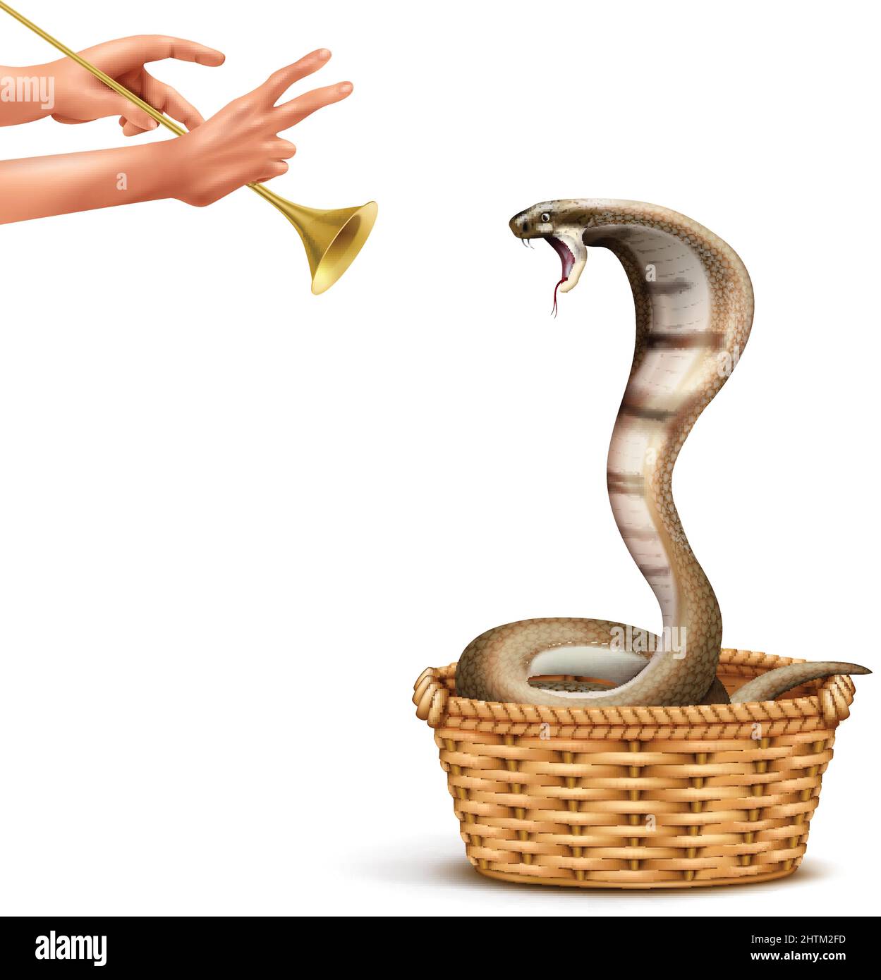 Cobra and snake charmer realistic composition with isolated images of ...